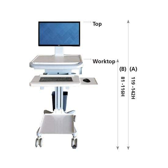 Computer Workstation Trolley with Printer Shelf – Medshop Australia