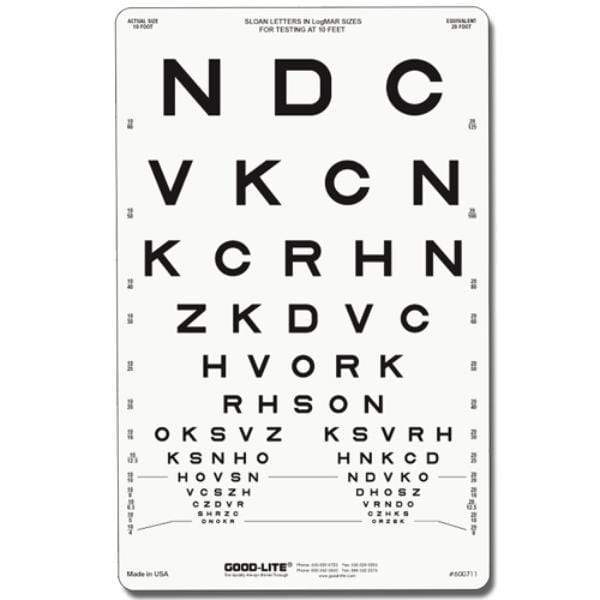 Good-Lite Proportionally Spaced logMAR Sloan Letters Chart – Medshop ...